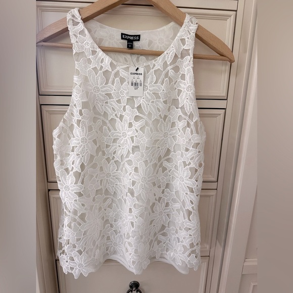 Express | Tops | Nwtexpress Lace Tank Top Size Sp White | Poshmark